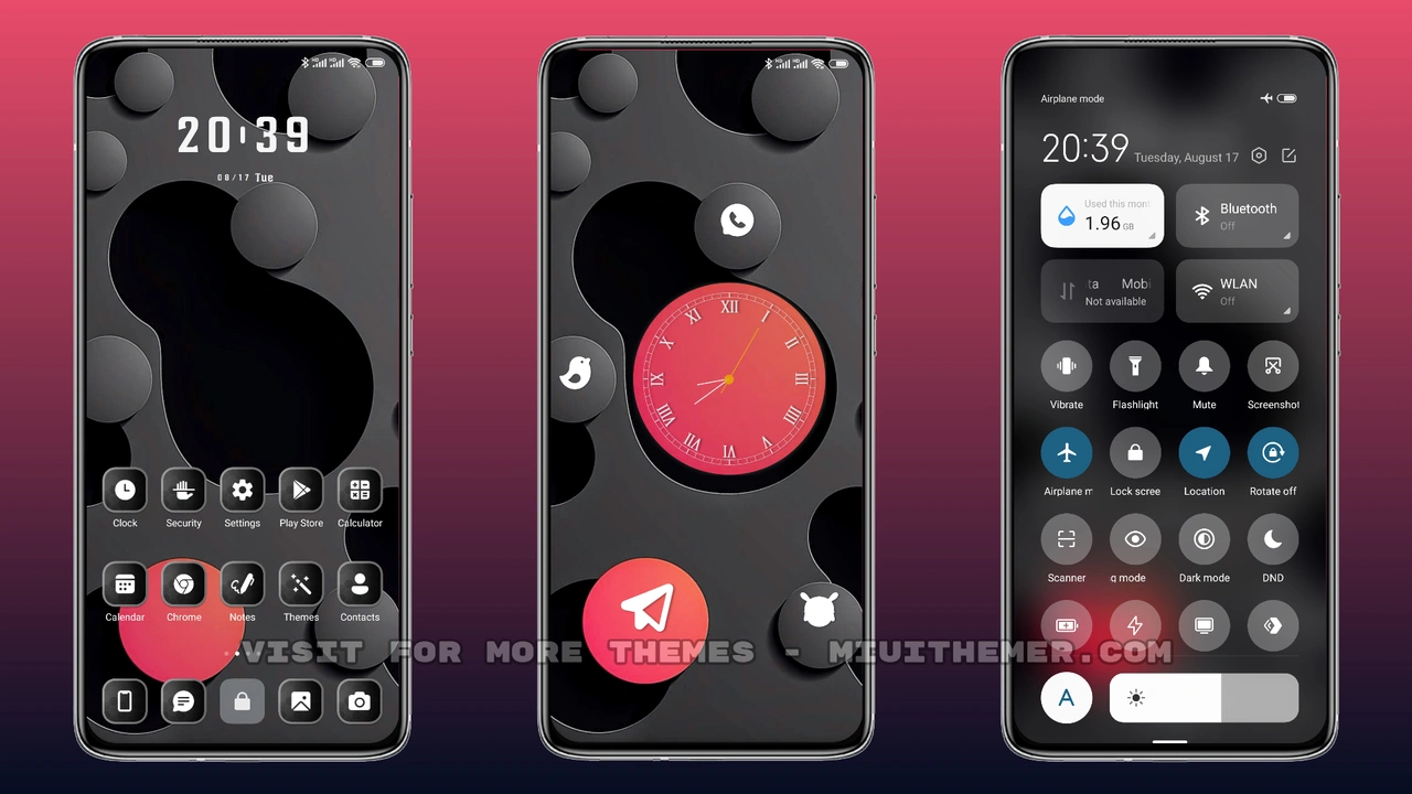 3D Clock MIUI dark theme for Xiaomi and Redmi devices - MIUI Themer