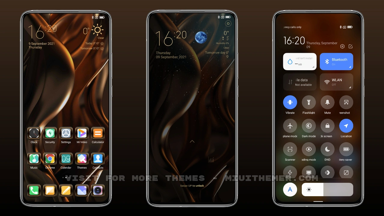 Black Gold Dark mode MIUI theme for Xiaomi and Redmi devices - MIUI Themer