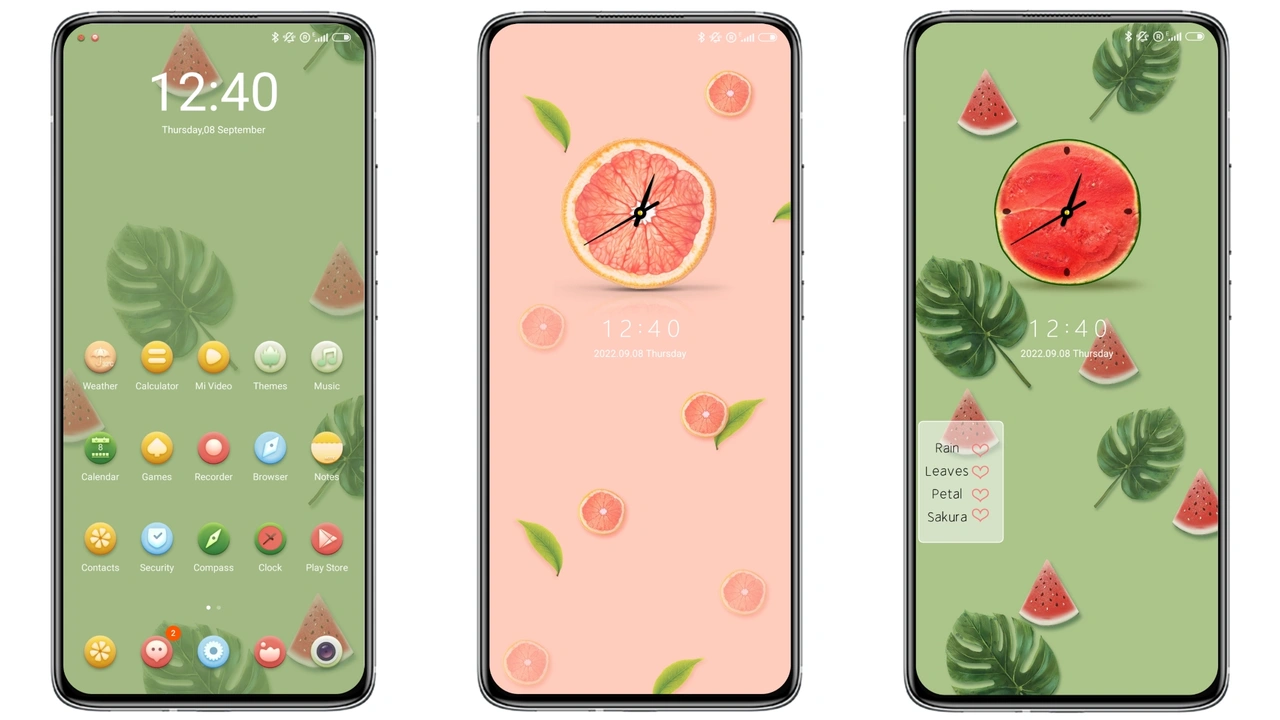 Fruit clock MIUI theme for Xiaomi and Redmi devices - MIUI Themer