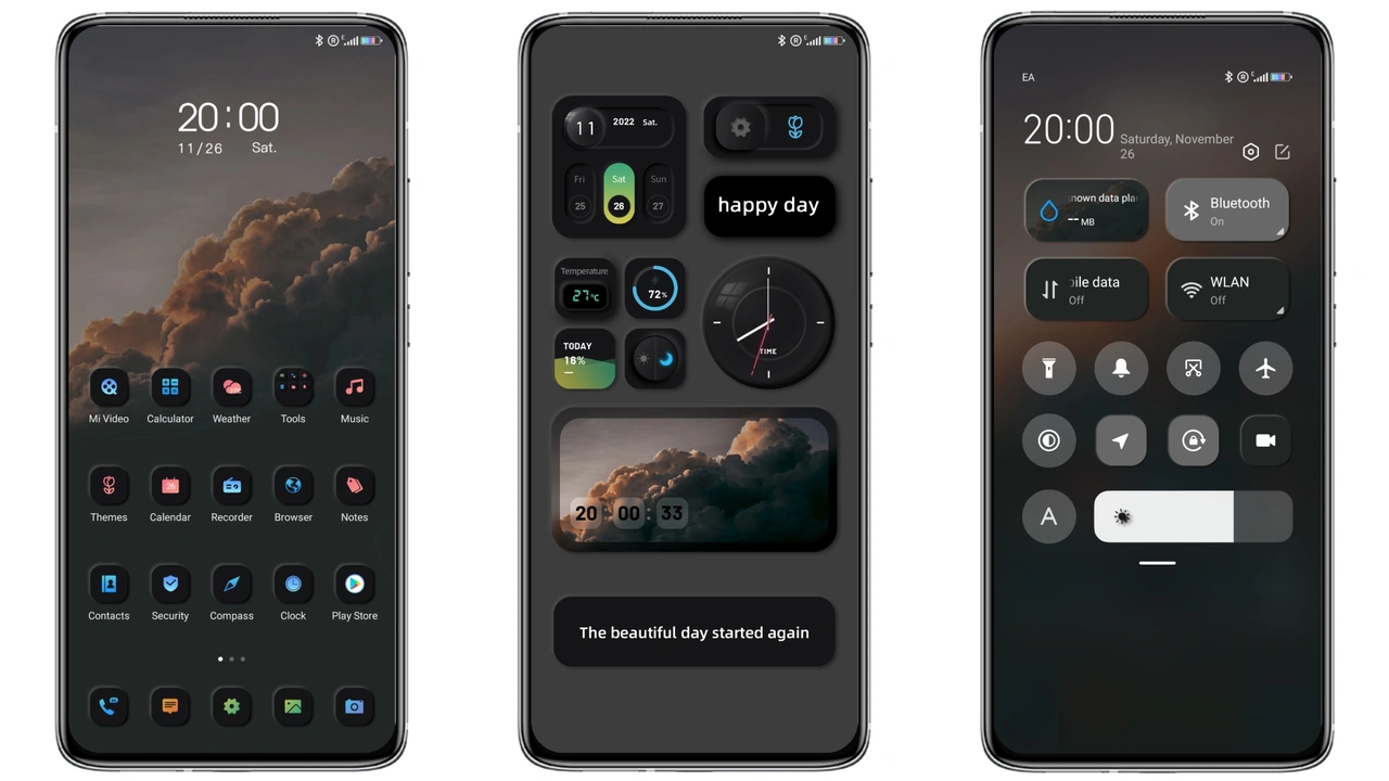 Monologue night MIUI theme for Xiaomi and Redmi Phones - MIUI Themer