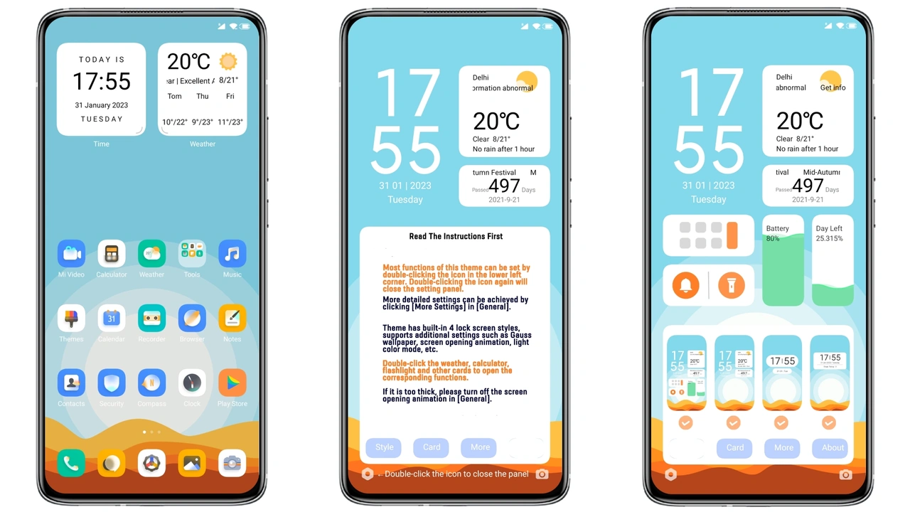 4 Lock Screen Styles MIUI theme ENIMAX M14 for Xiaomi and Redmi Phones ...