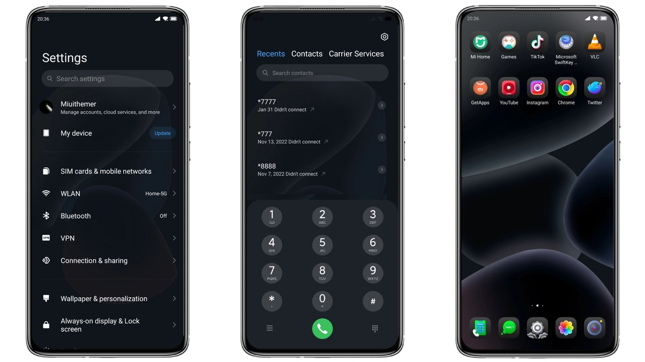 Dark iPhone Like MIUI theme AP 17 Mole M14 for Xiaomi and Redmi Phones ...
