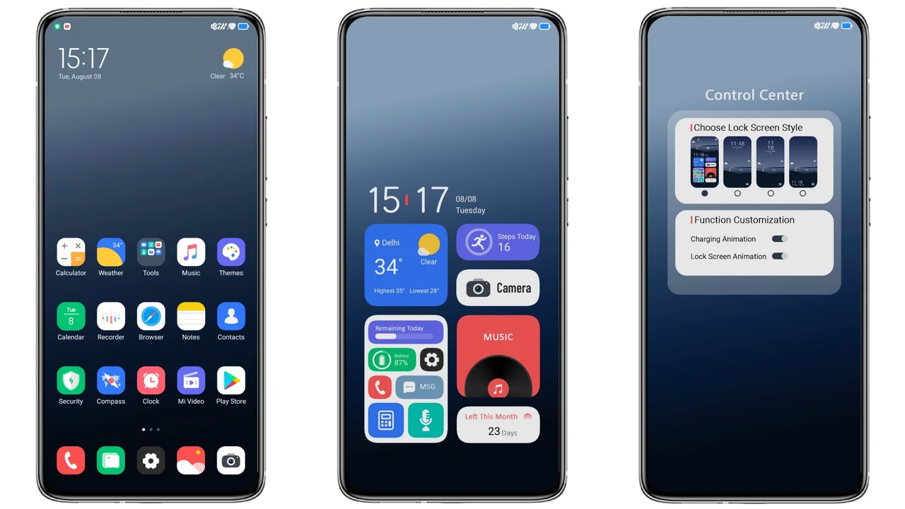 Dark lock screen MIUI theme Clean Vision for Xiaomi and Redmi phones ...