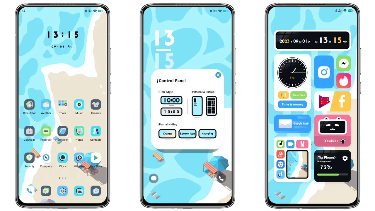 Dynamic lock screen MIUI theme Summer coast for Xiaomi and Redmi phones ...