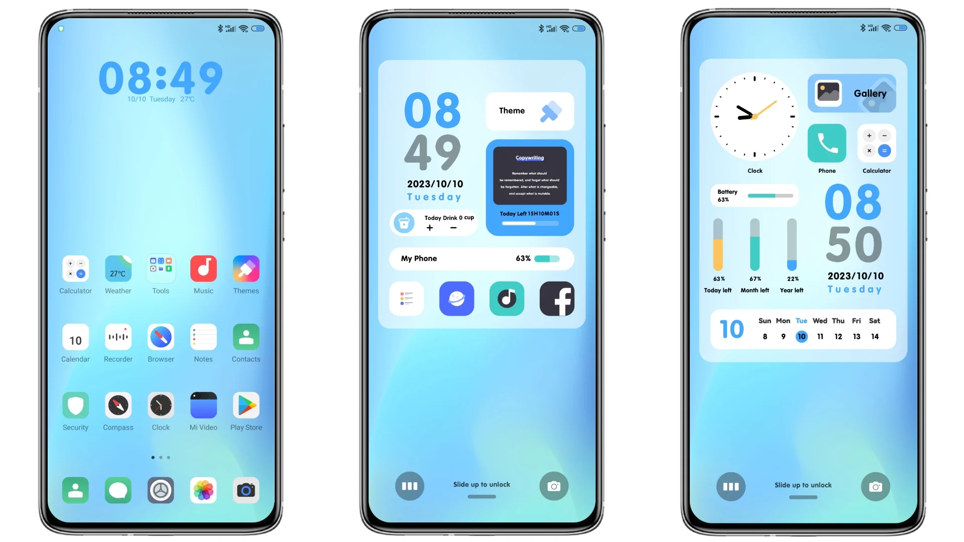 Simple business style MIUI theme Blue Mist for Xiaomi and Redmi phones ...