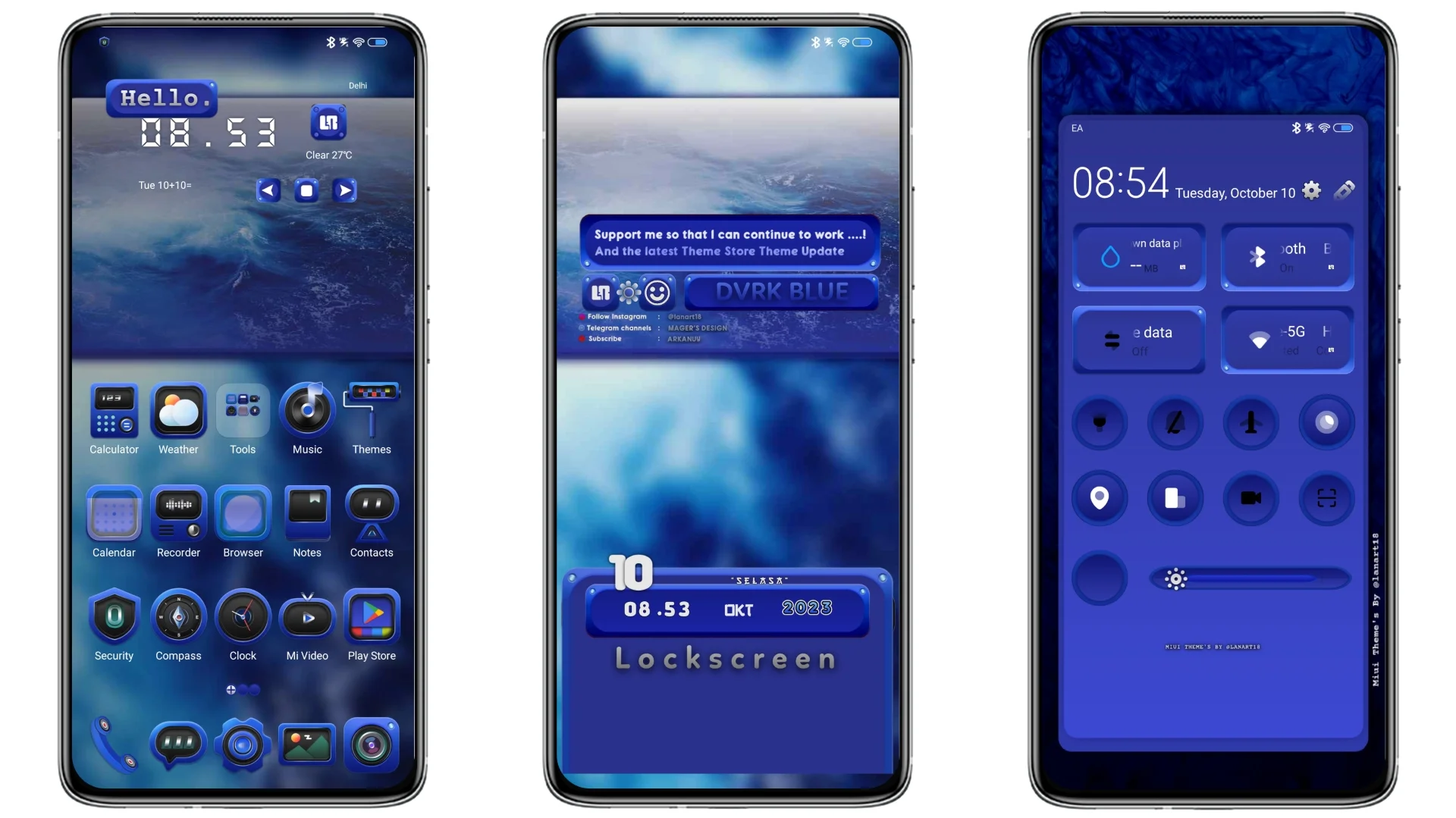 DVRK BLUE 3D MIUI theme for Xiaomi and Redmi phones - MIUI Themer