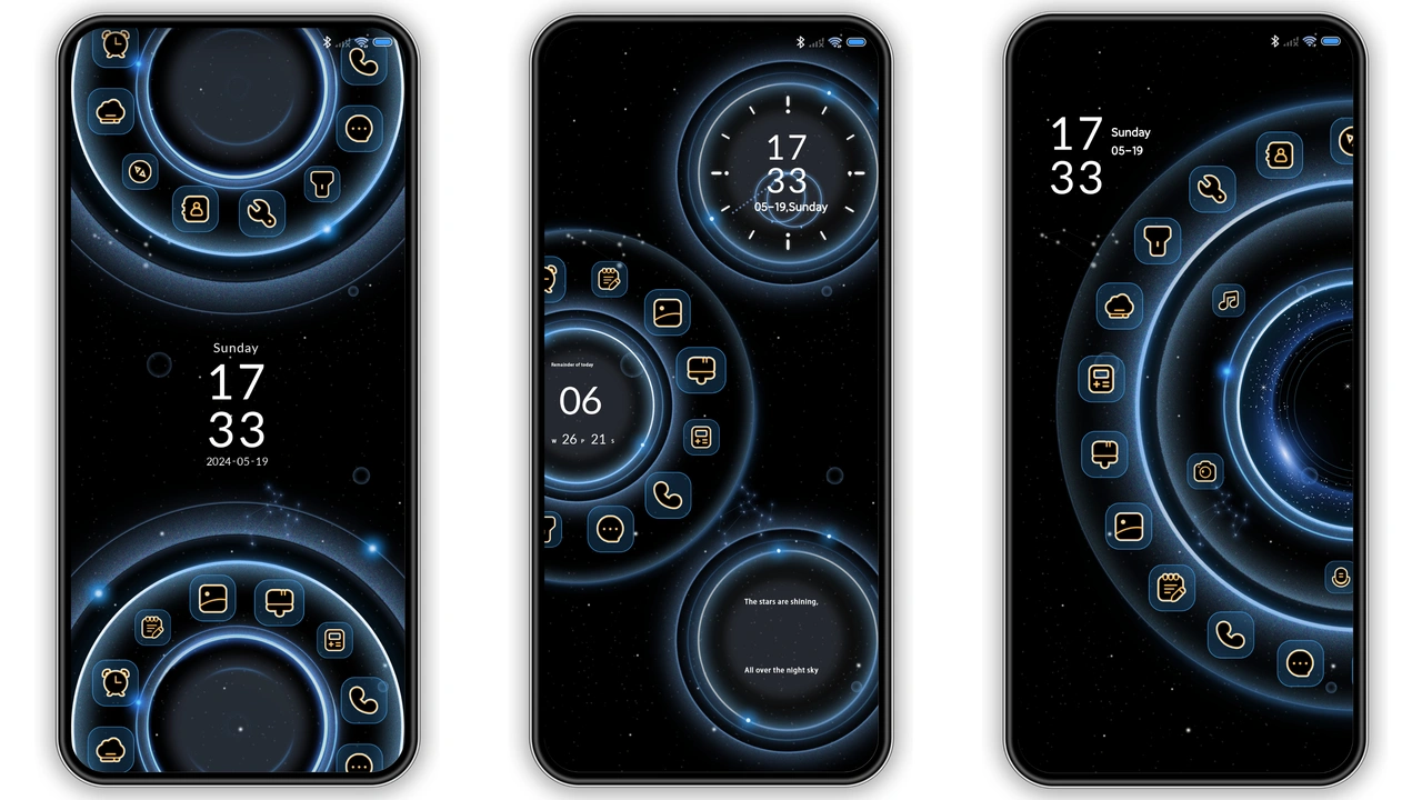 Blue ring HyperOS and MIUI Theme for Xiaomi and Redmi Phones - MIUI Themer