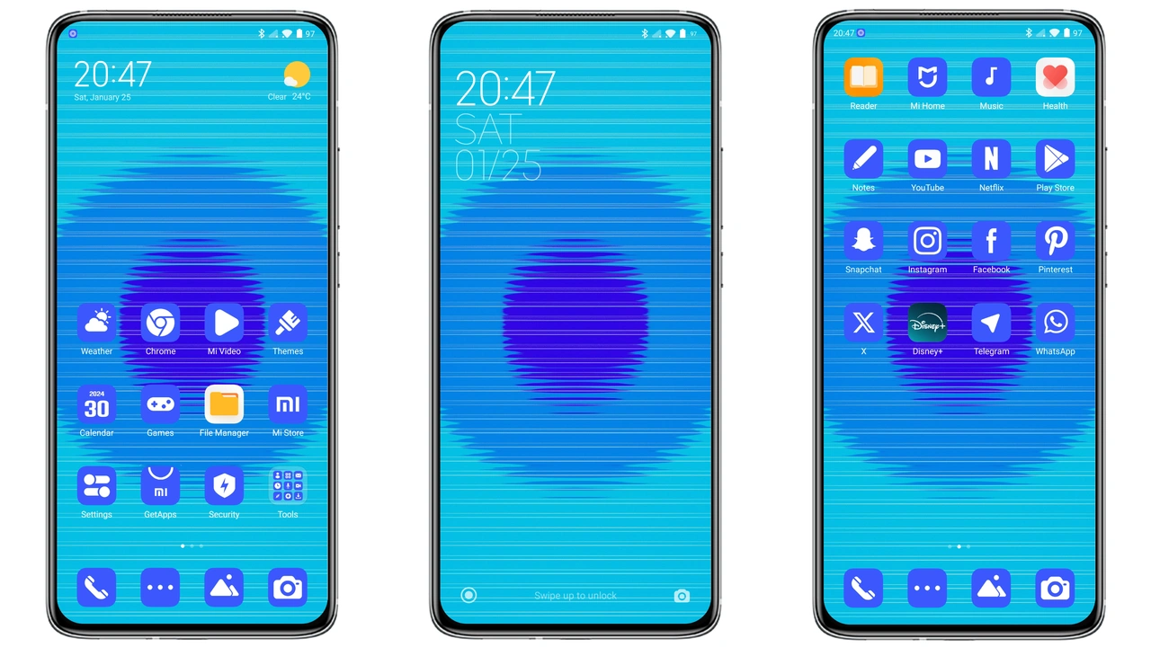 Flat Blue HyperOS Theme for Xiaomi and Redmi Phones - MIUI Themer